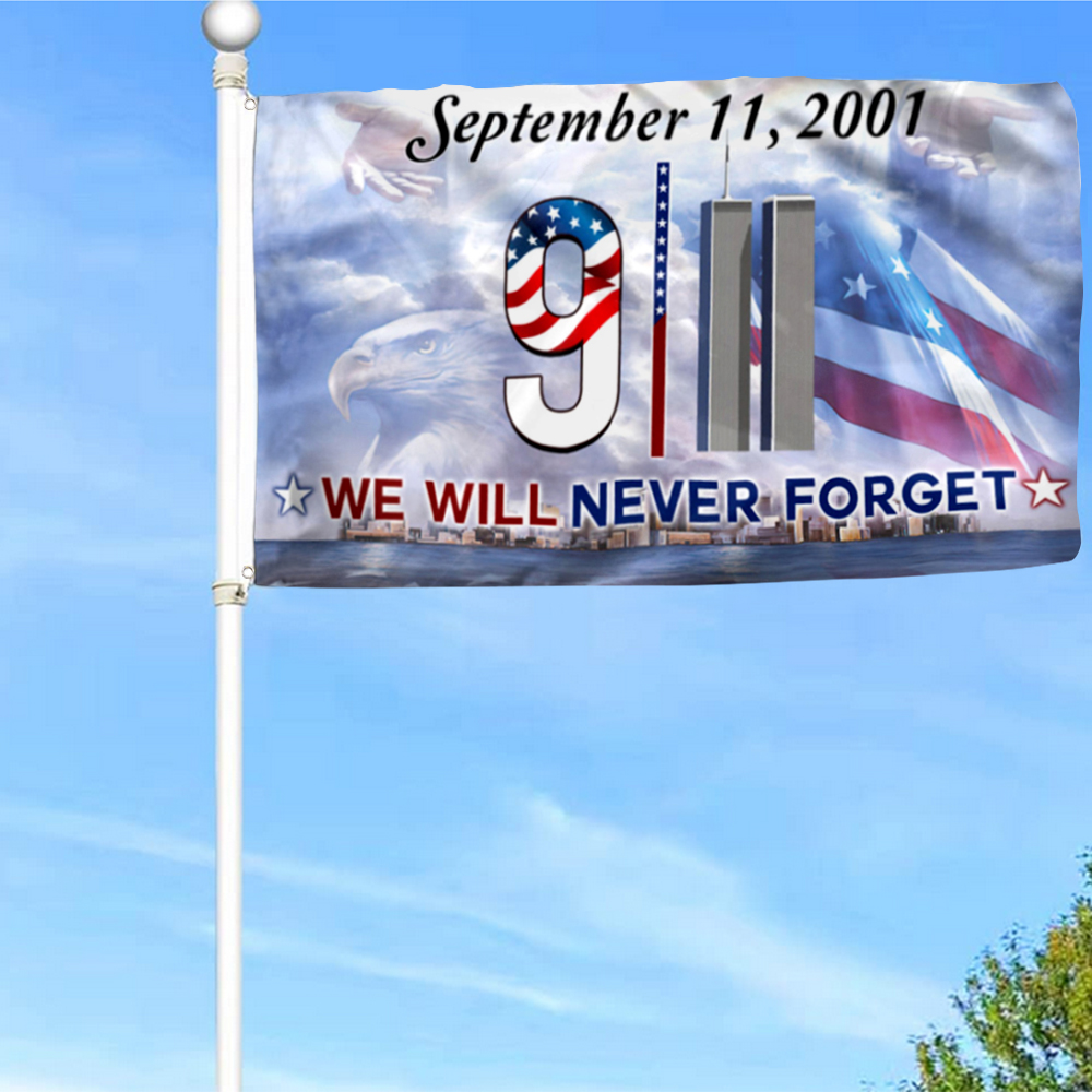 Bayyon 911 Grommet Flag We Will Never Forget Flag Banner with Grommets ...