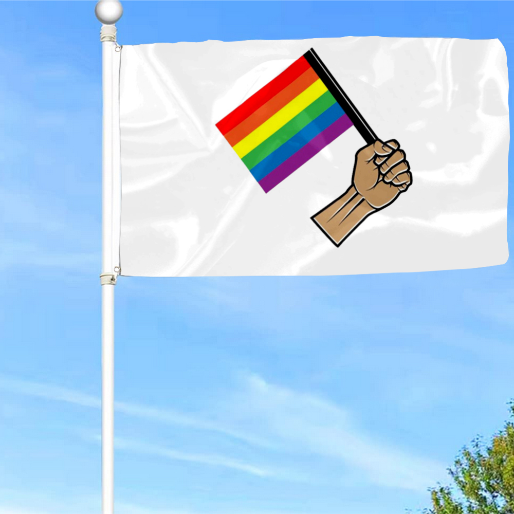 Bayyon A Hand Holding an LGBT Flag Banner with Grommets 3x5Feet Man ...