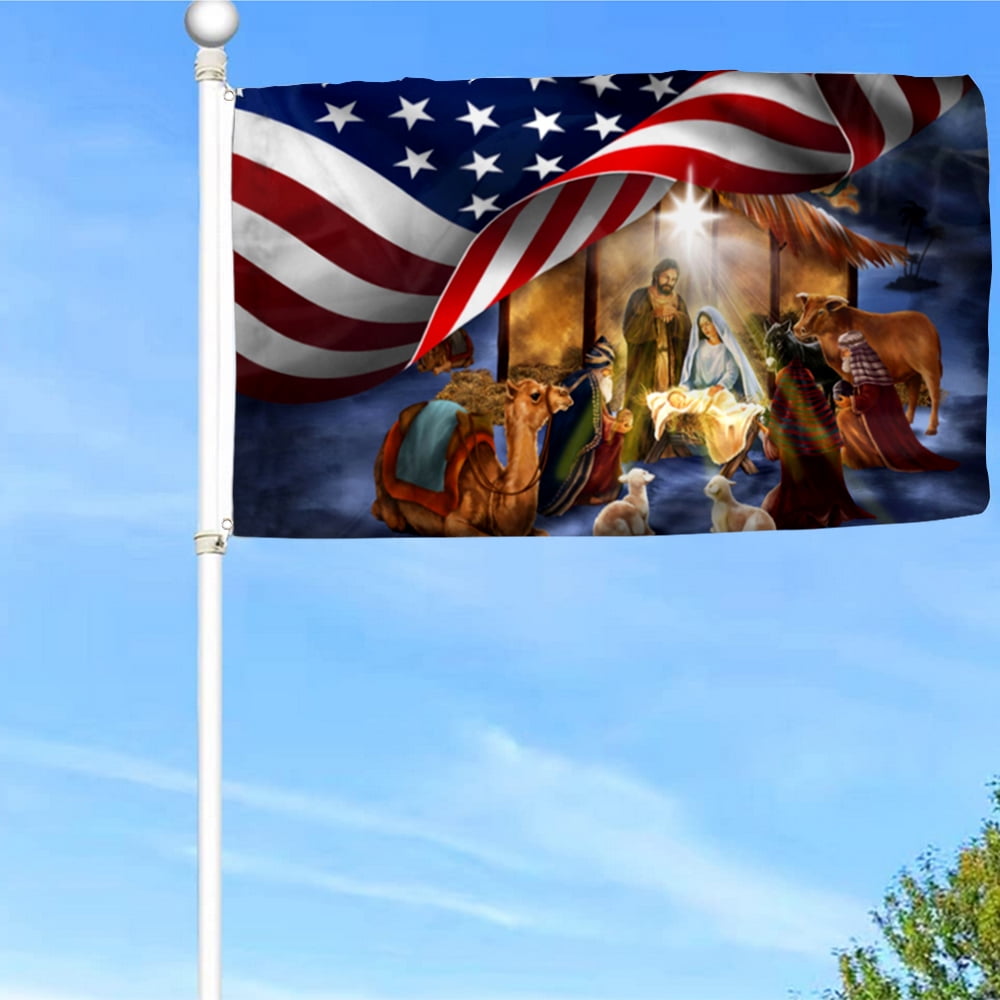 Bayyon Christmas Grommet Flag Nativity Of Jesus Flag Banner with ...