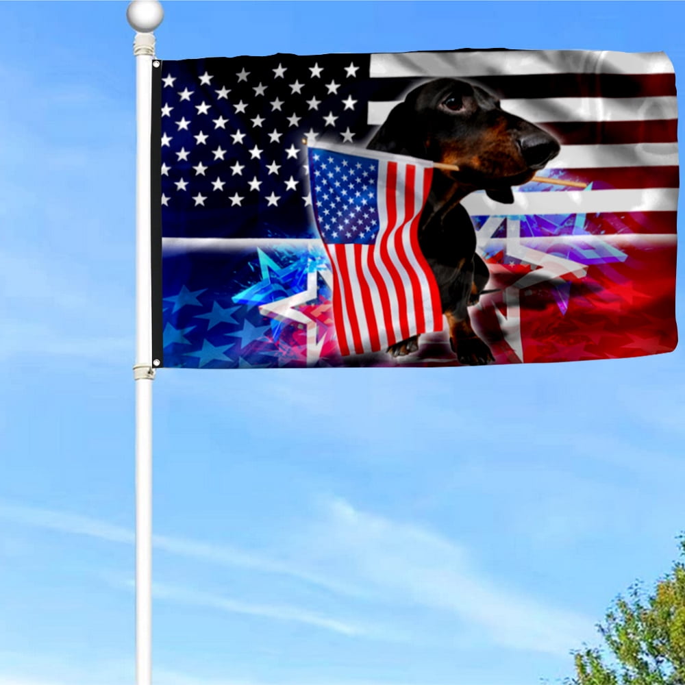 Bayyon Dachshund Dog Grommet Flag, Independence Day 4th Of July Flag ...