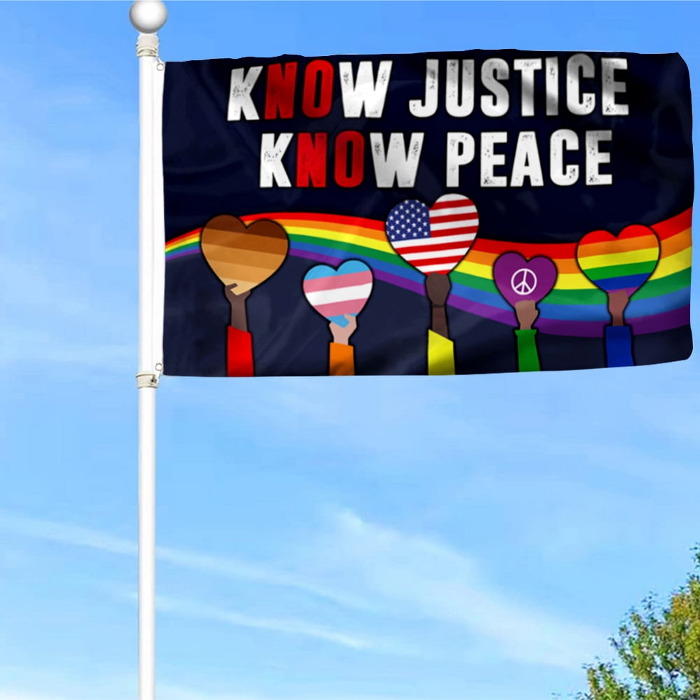 Bayyon Equality Flag Know Justice Know Peace Rainbow LGBT Grommet Flag ...