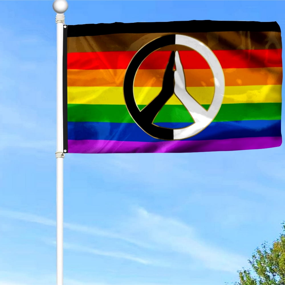 Bayyon Equality Flag LGBT BLM Rainbow Hippie Peace Sign Flag Banner ...
