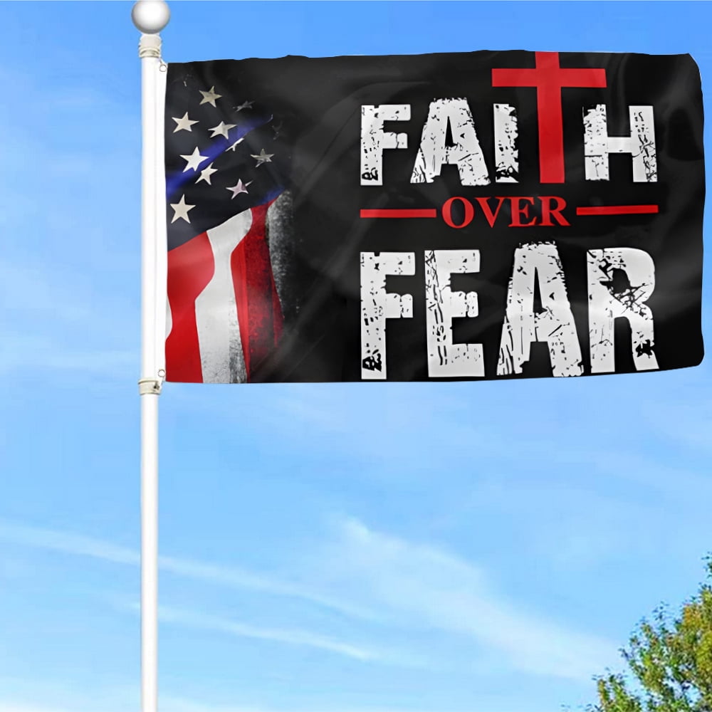 Bayyon Faith Over Fear USA Flag Banner with Grommets 3x5Feet Man cave ...