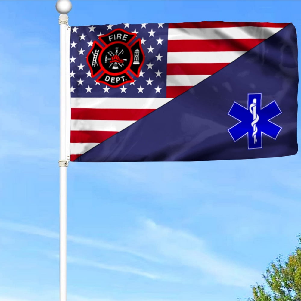 Bayyon Firefighter EMT Flag First Responder Firefighter EMT Grommet ...