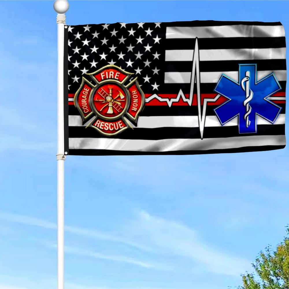 Bayyon Firefighter EMT Flag First Responder Grommet Flag Banner with ...