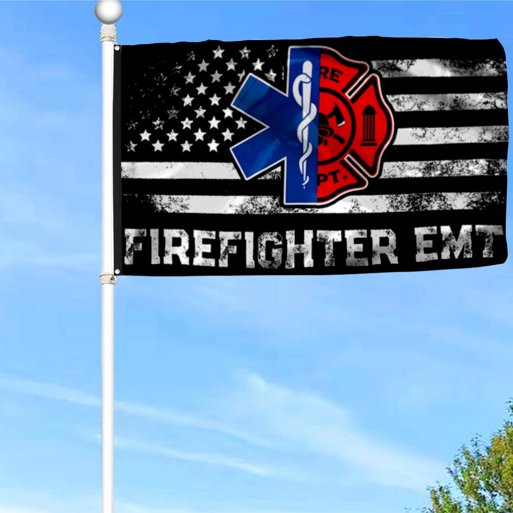 Bayyon Firefighter EMT Grommet Flag Banner with Grommets 3x5Feet Man ...