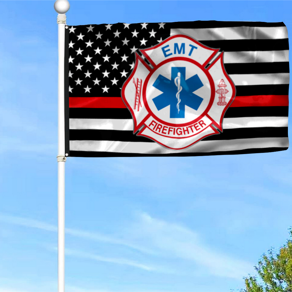 Bayyon Firefighter EMT Grommet Flag Banner with Grommets 3x5Feet Man ...