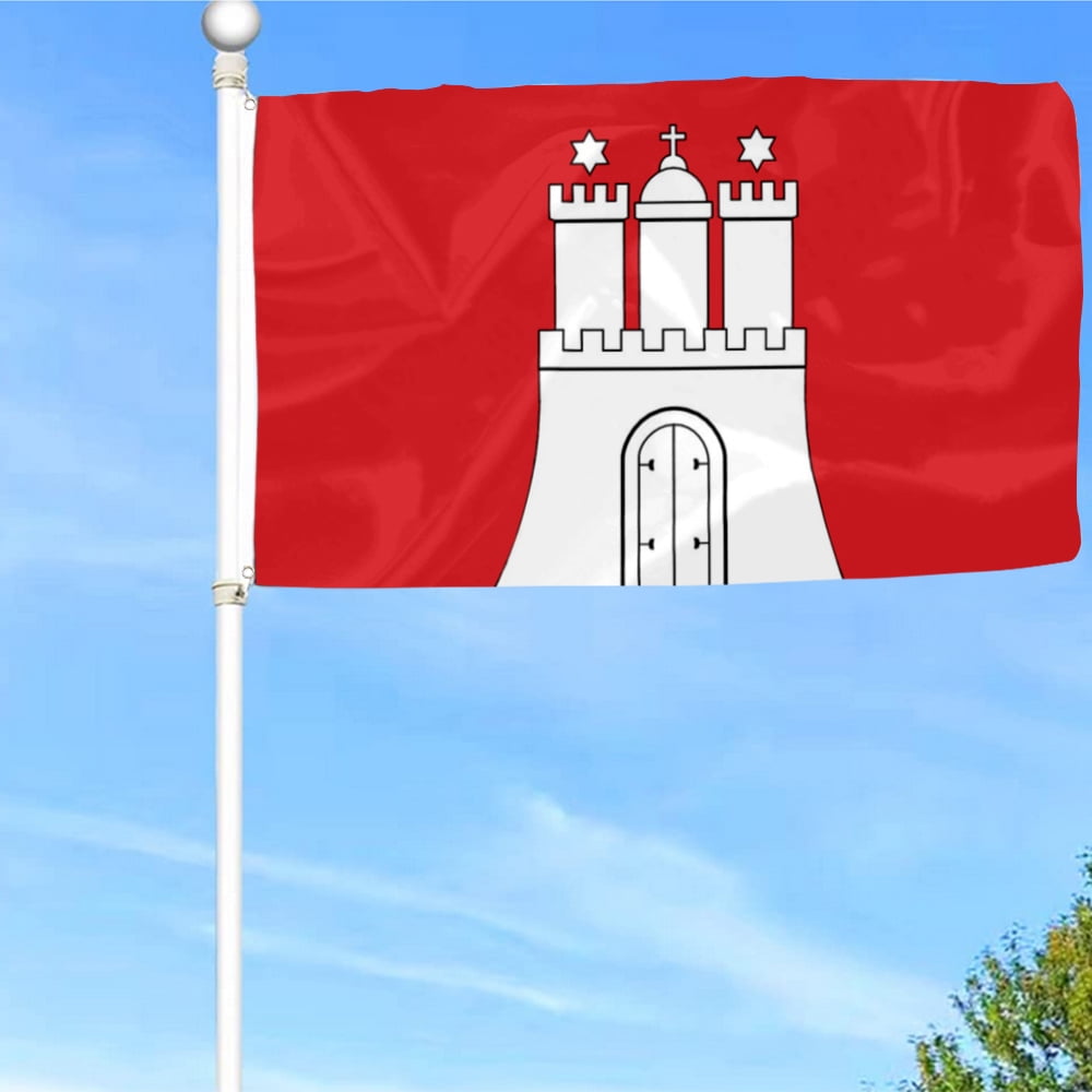 Bayyon Hamburg Coat of Arms Flag Banner with Grommets 3x5Feet Man cave ...