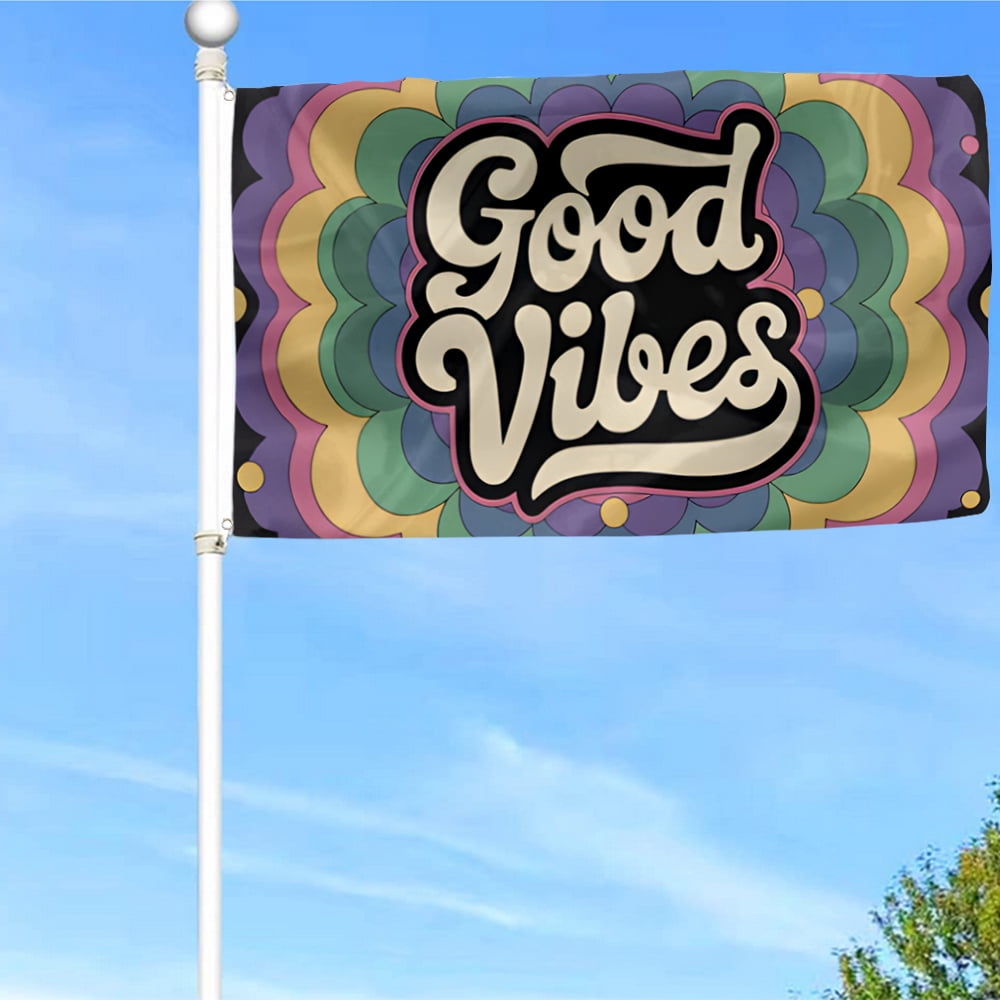Bayyon Good Vibes Only Flag Banner with Grommets 3x5Feet Man cave Decor ...