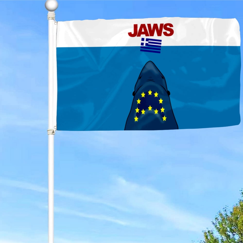 Bayyon Greece in the Jaws of European Union Flag Banner with Grommets ...