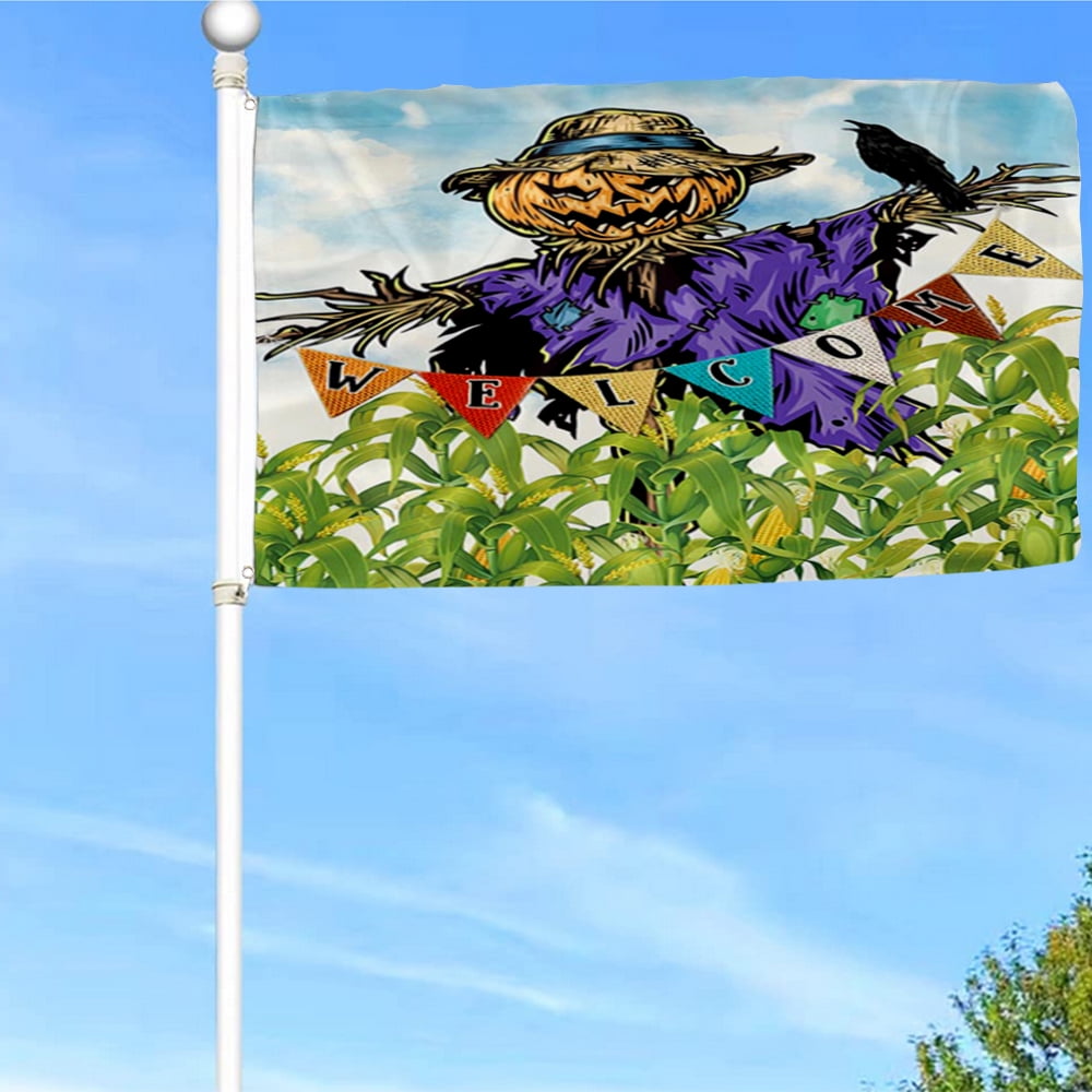 Bayyon Happy Harvest Scarecrow Flag Welcome Flag Banner with Grommets ...