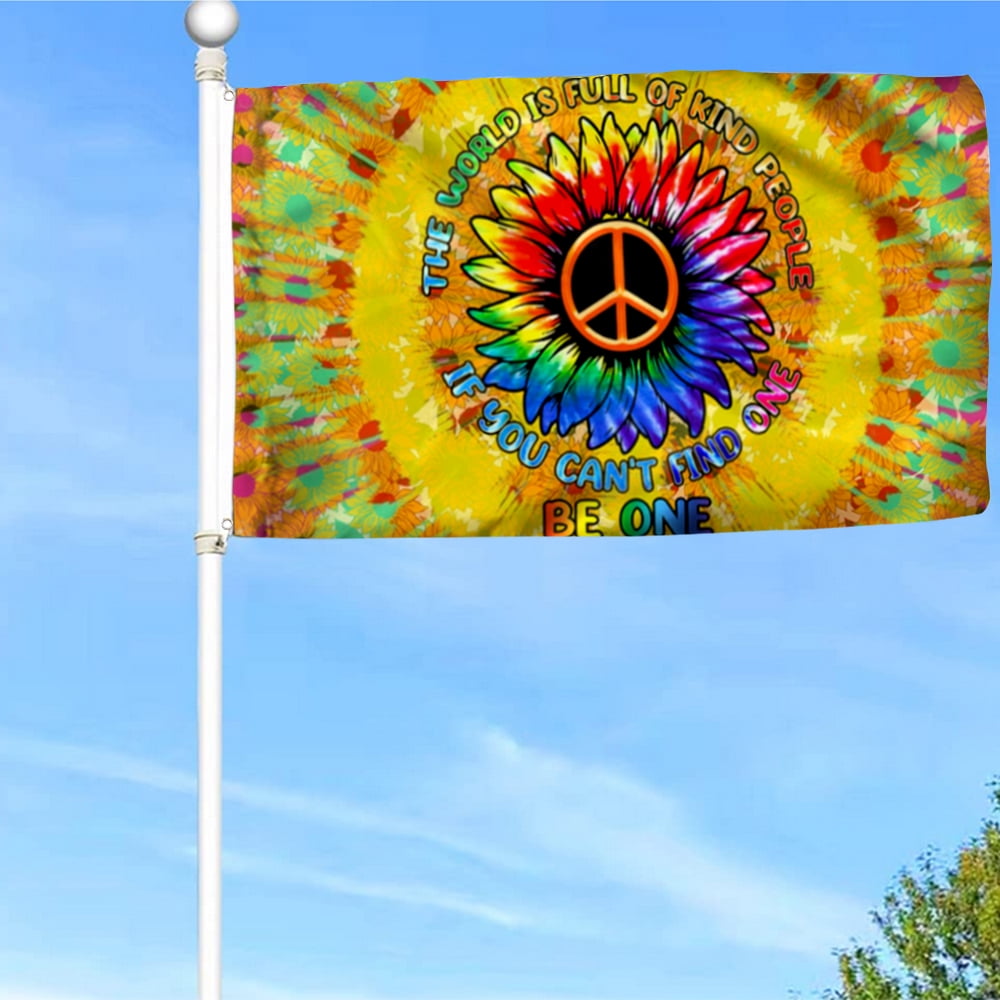 Bayyon Hippie Grommet Flag The World Is Full Of Kind People, Be One ...