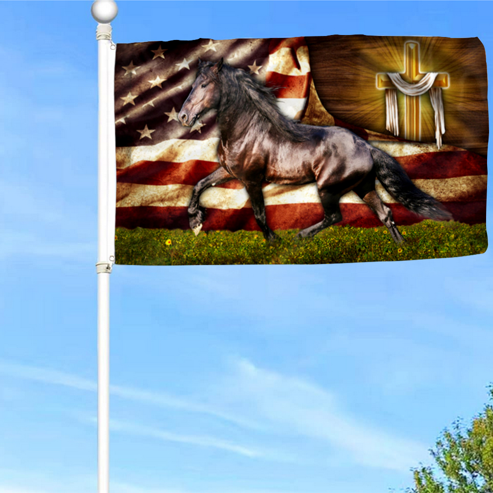 Bayyon Horse Flag Patriotic Faith Horse American Grommet Flag Banner ...