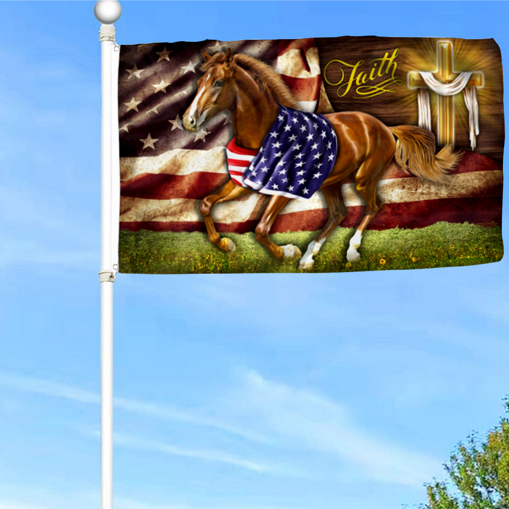 Bayyon Horse Flag Patriotic Faith Horse American Grommet Flag Banner ...