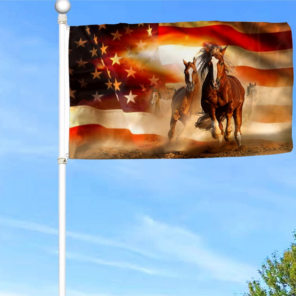 Bayyon Horse Grommet Flag Horses Running Flag Banner with Grommets ...
