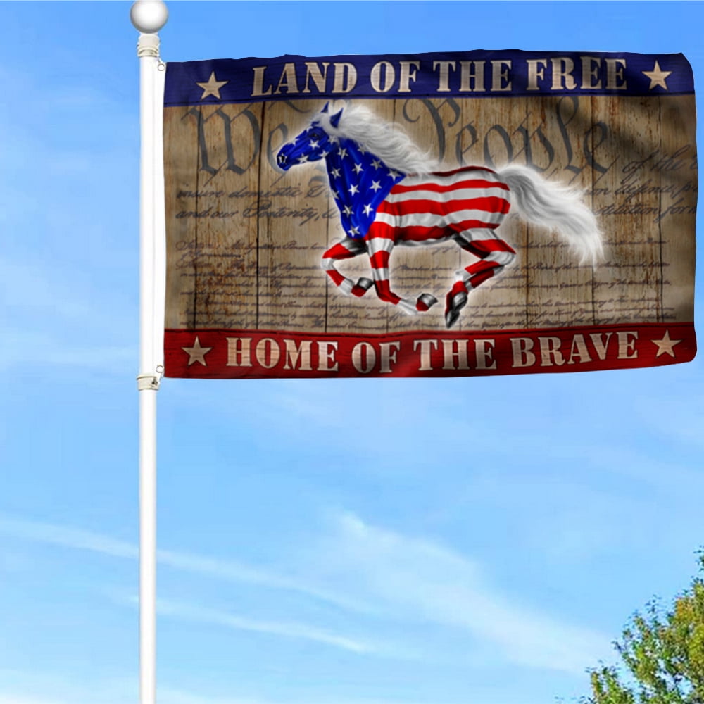 Bayyon Horse Grommet Flag Land of the Free Home of the Brave American ...