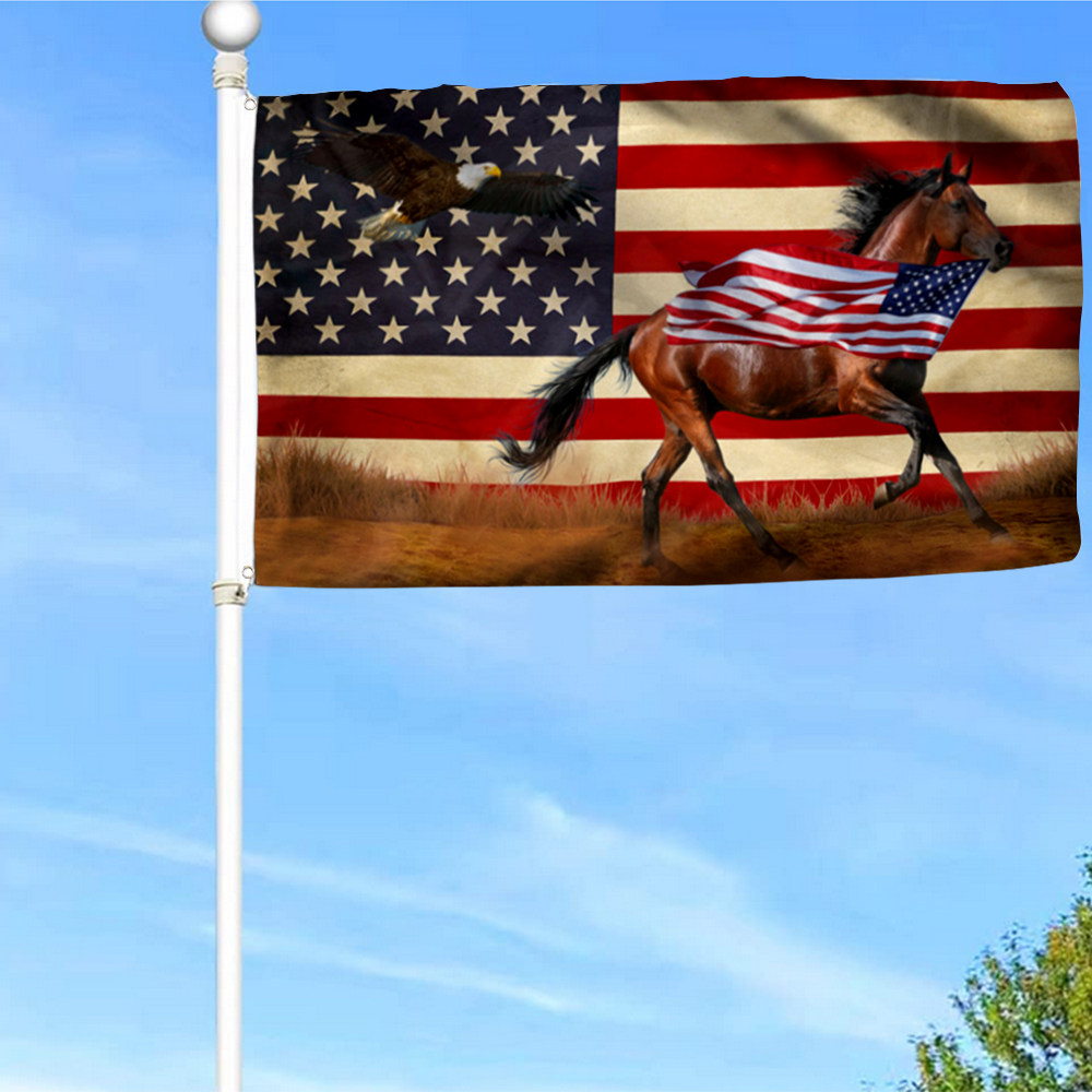 Bayyon Horse Patriot Flag Horse American Eagle US Flag Banner with ...