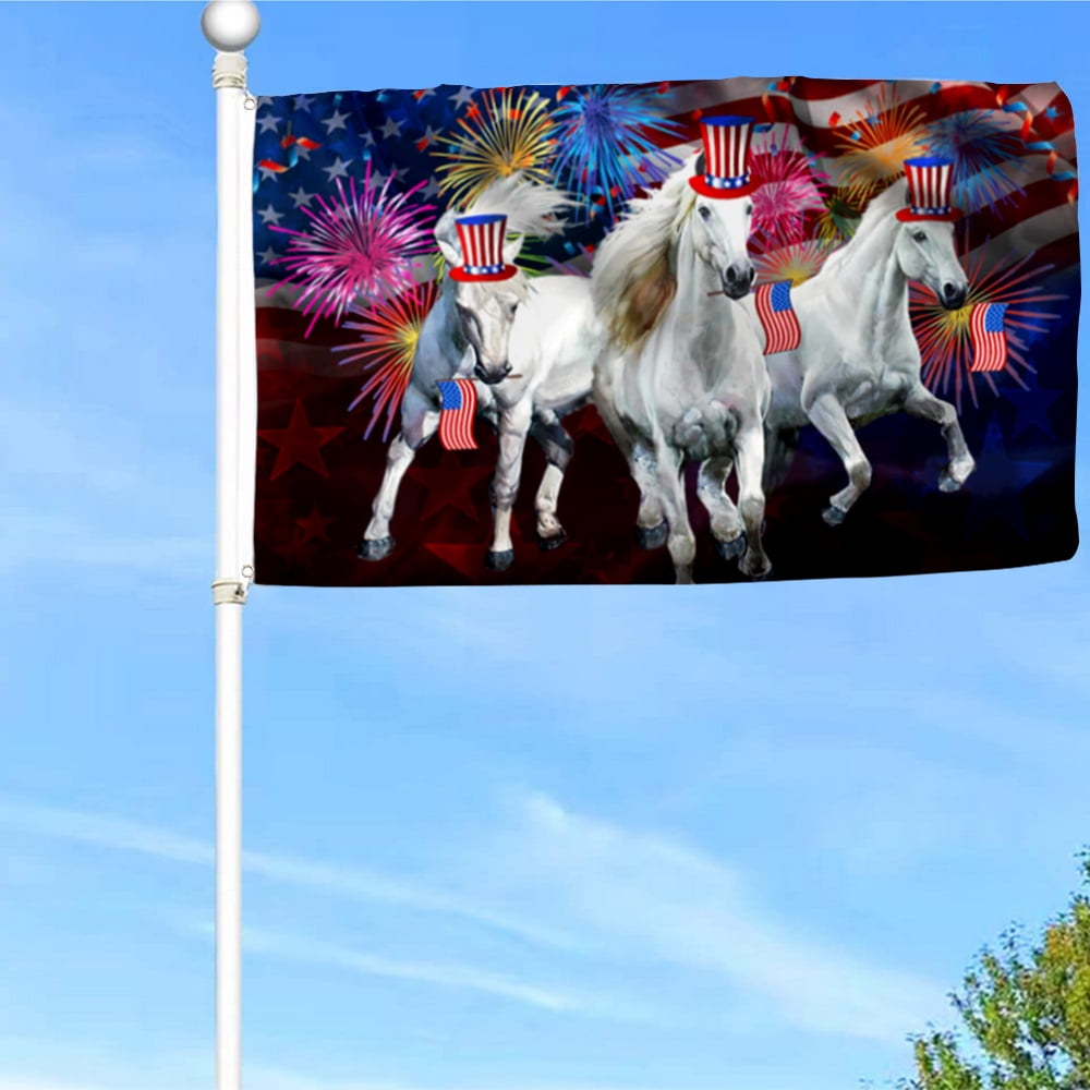 Bayyon Horses Flag Independence Day Horses American Grommet Flag Banner ...