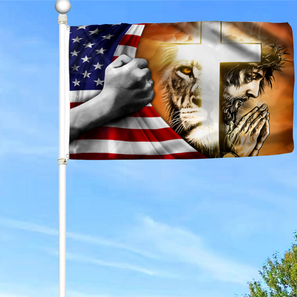 Bayyon Jesus And Lion Grommet Flag, Lion Of Judah Flag Banner with ...