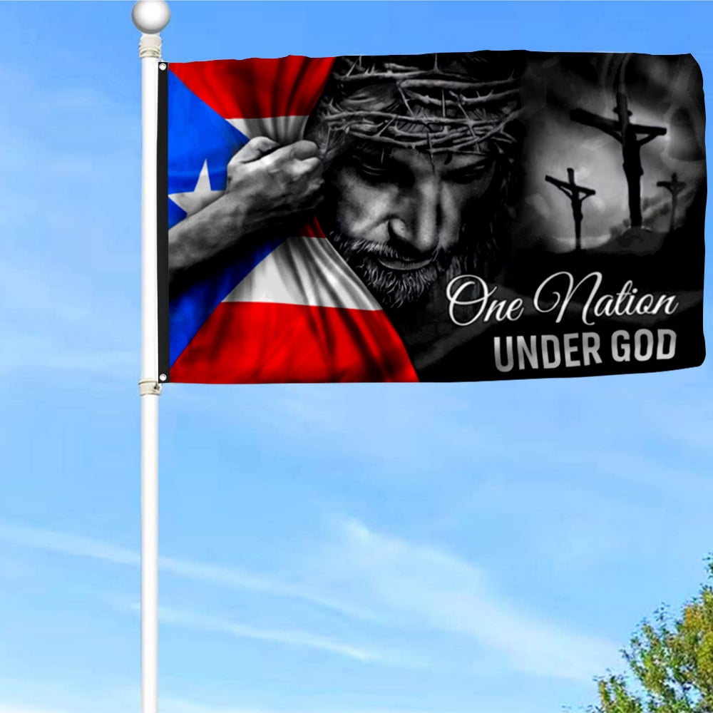 Bayyon Jesus Flag One Nation Under God Jesus Puerto Rico Grommet Flag ...