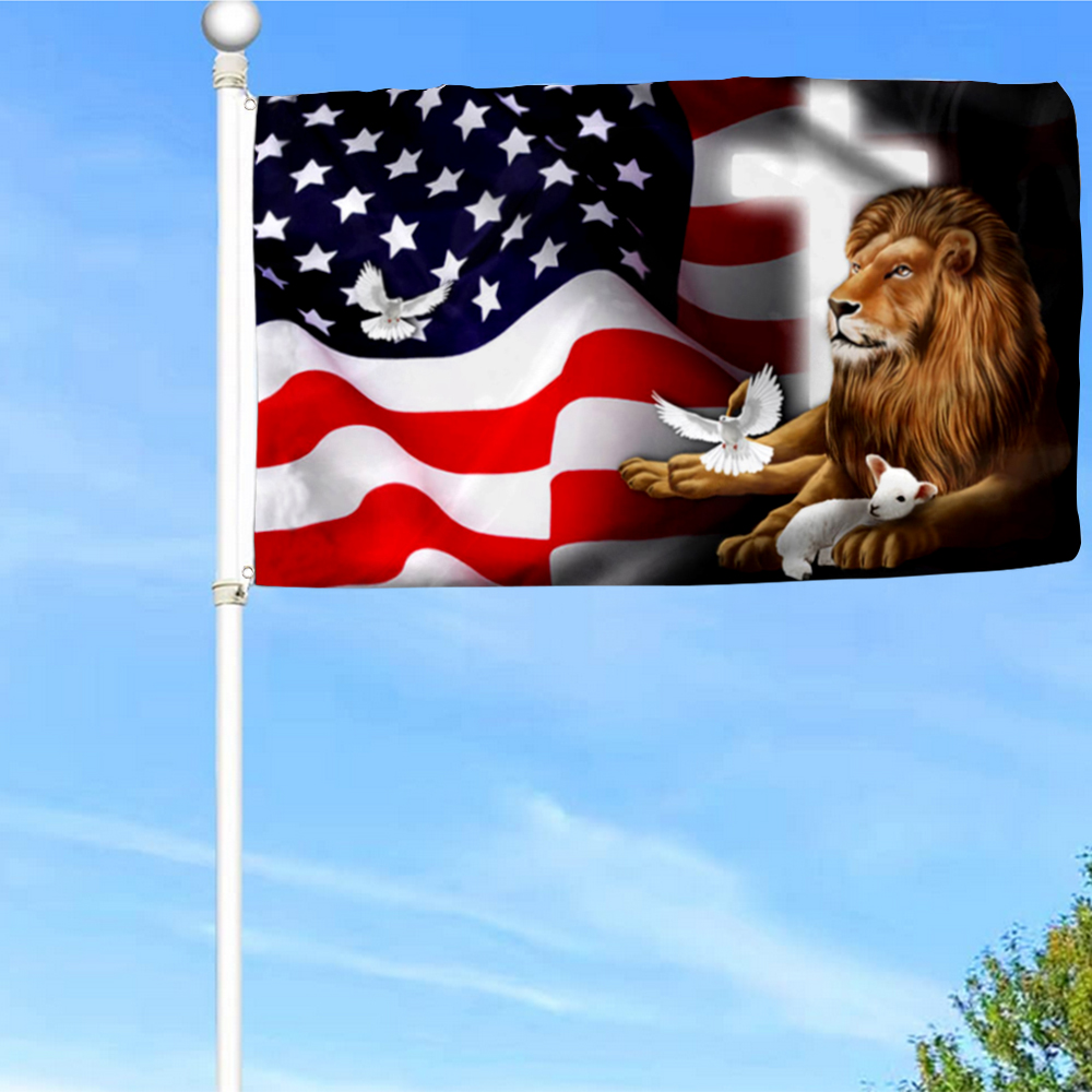 Bayyon Jesus Lion and Lamb Grommet Flag Banner with Grommets 3x5Feet ...