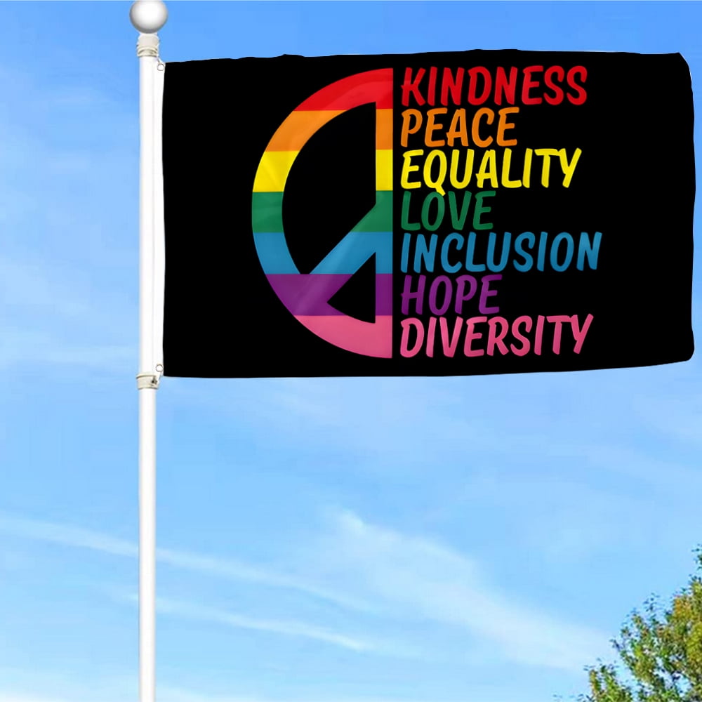 Bayyon Kindness Peace Equality Love Inclusion Hope Diversity Flag ...