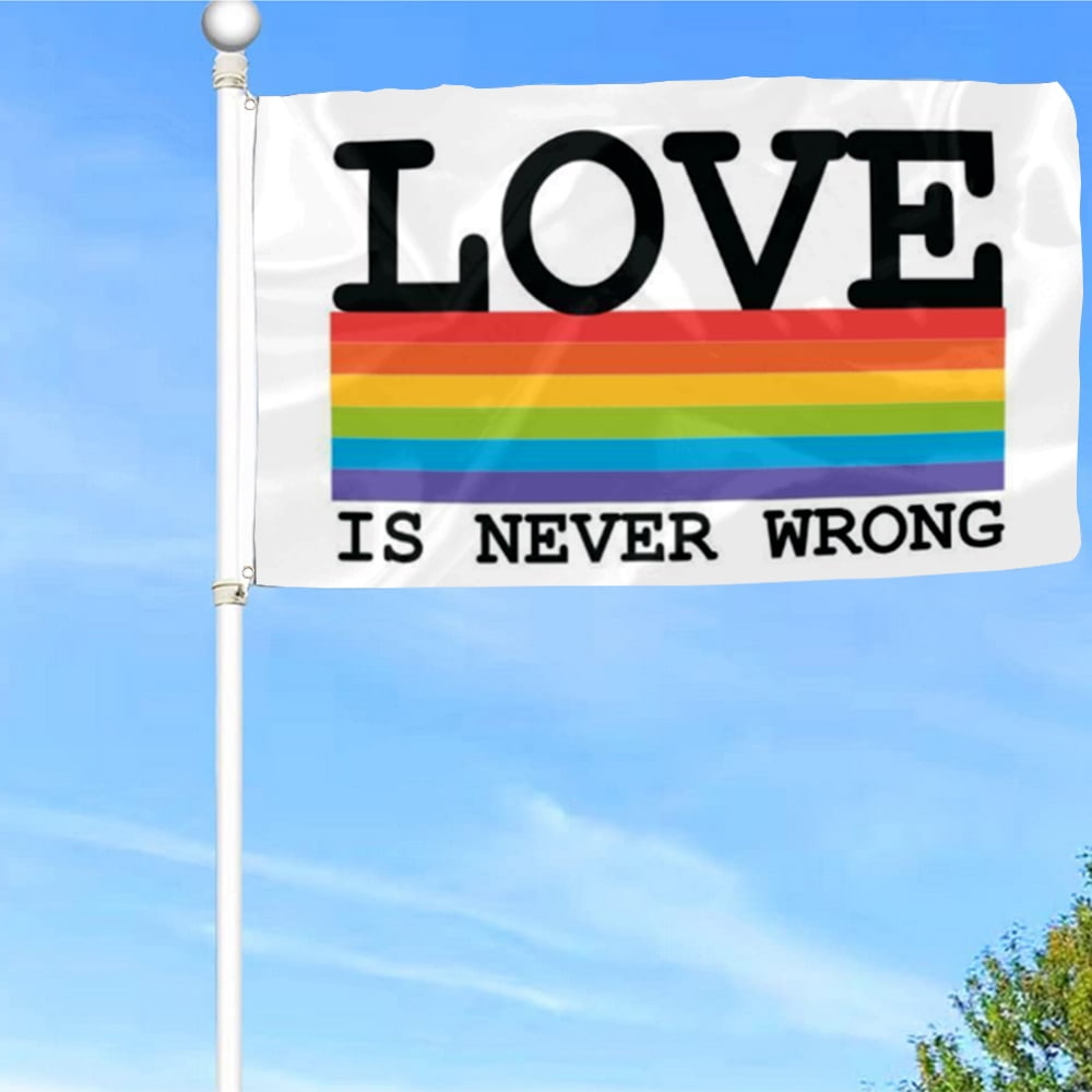 Bayyon LGBT Flag，Love is Never Wrong，Rainbow Flag Banner with Grommets ...