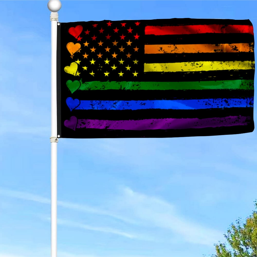 Bayyon LGBT Heart Pride Month Grommet Flag Banner with Grommets 3x5Feet ...