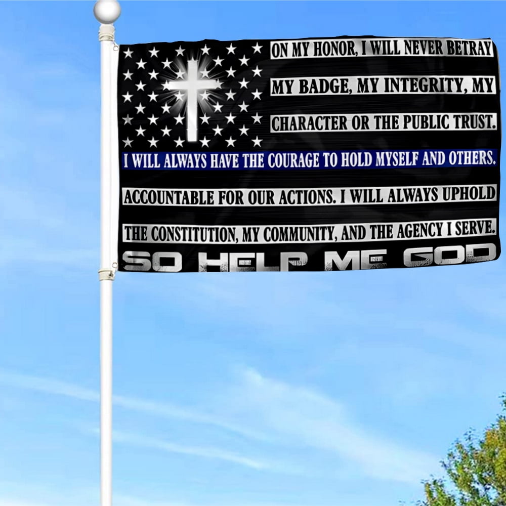 Bayyon Law Enforcement Thin Blue Line Flag Banner with Grommets 3x5Feet ...