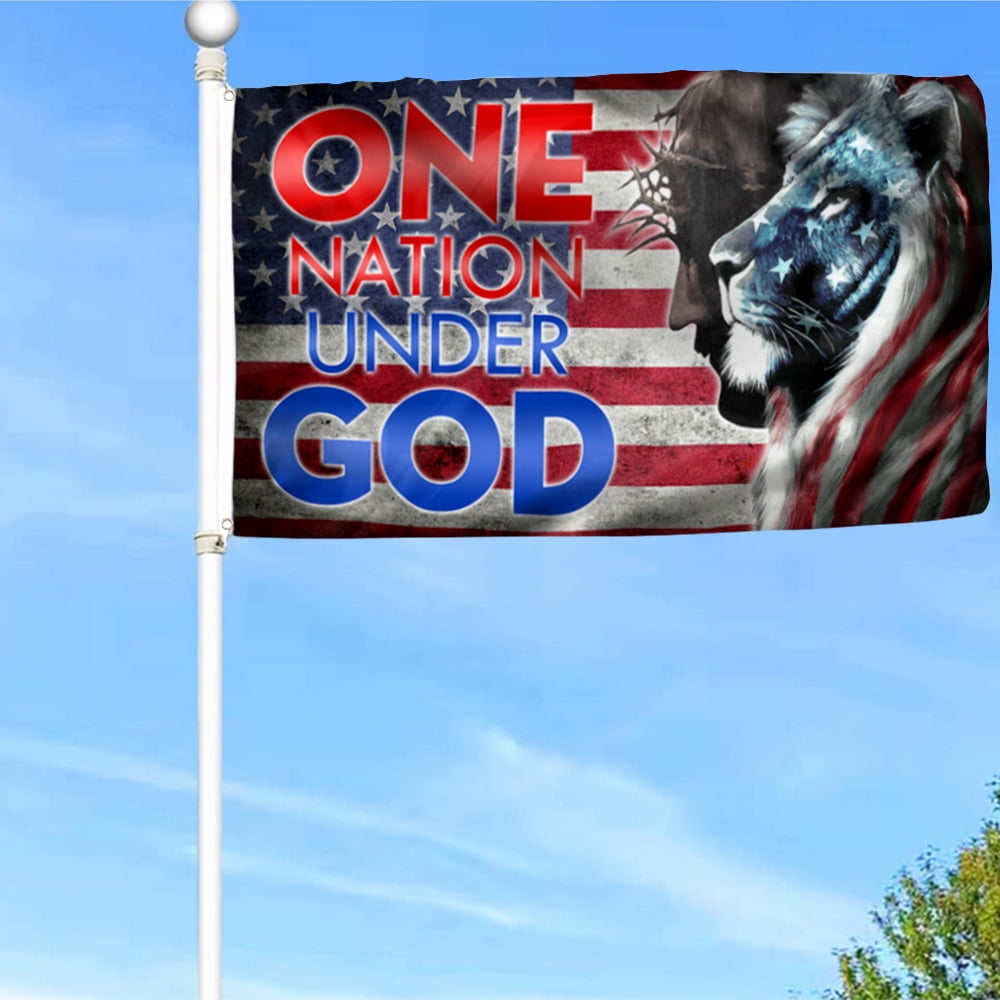 Bayyon Lion King Jesus Christ Grommet Flag One Nation Under God Flag ...