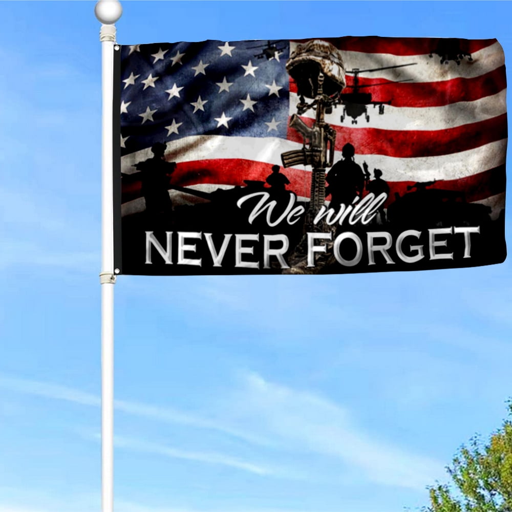 Bayyon Memorial Day Flag We Will Never Forget American Veteran Flag ...