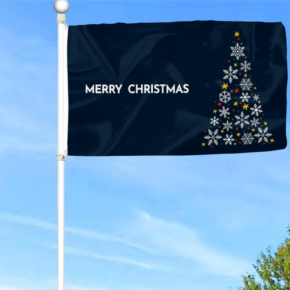 Bayyon Merry Christmas, Christmas Tree Flag Banner with Grommets ...