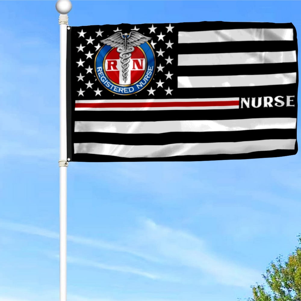 Bayyon Nurse Flag Thin Red Line Nurse Grommet Flag Banner with Grommets ...