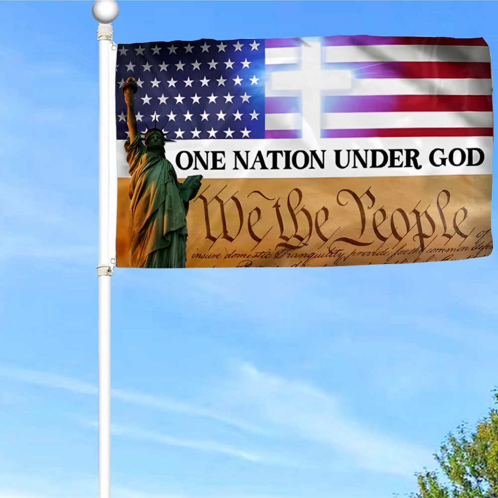 Bayyon One Nation Under God Patriotic USA Jesus Christ Flag Banner with ...