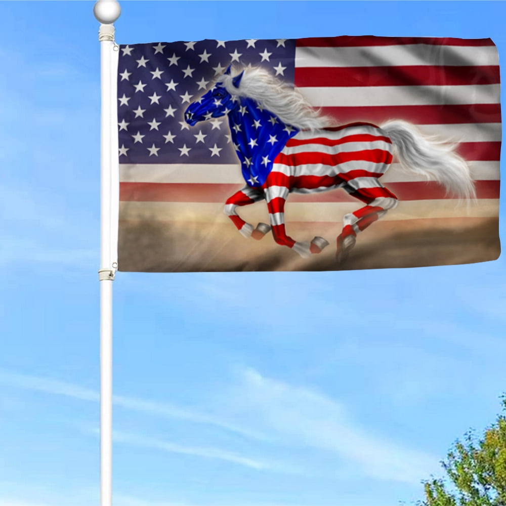 Bayyon Patriotic Horse American Grommet Flag Banner with Grommets ...