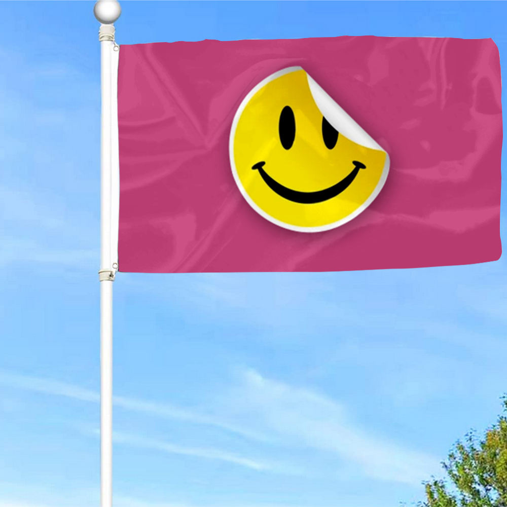 Bayyon Pink Happy Face Flag Banner with Grommets 3x5Feet Man cave Decor ...