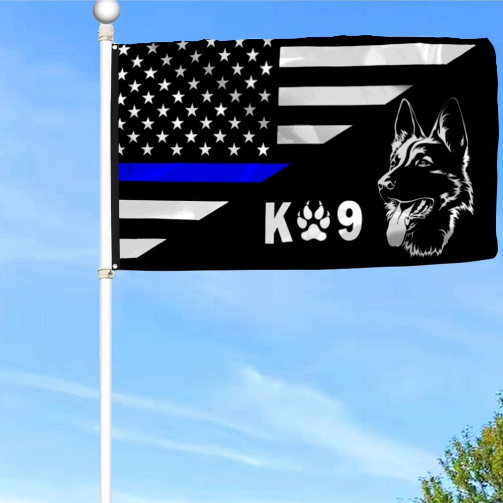 Bayyon Police Flag Thin Blue Line Police Dog K9 German Shepherd Grommet ...