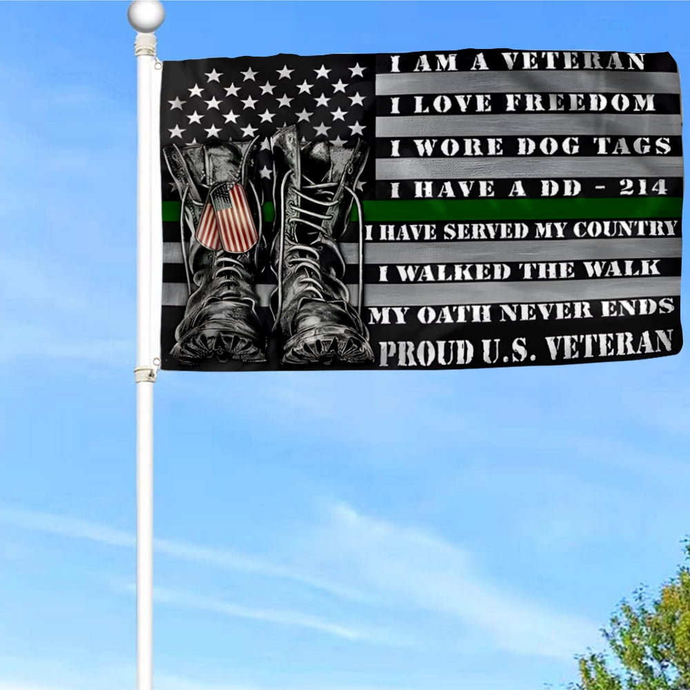 Bayyon Proud U.S. Veteran Military Flag Banner with Grommets 3x5Feet ...