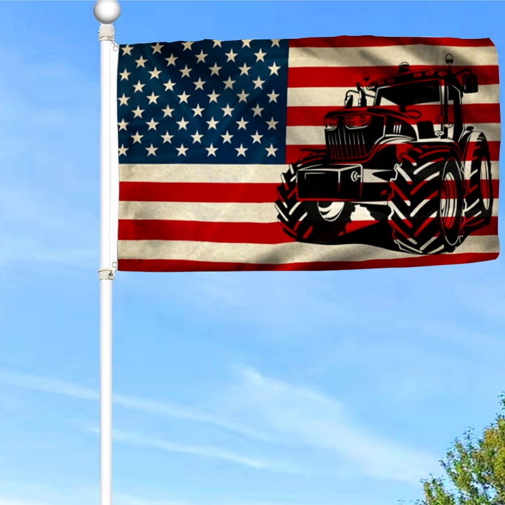 Bayyon Tractor Flag Farmer Tractor American Grommet Flag Banner with ...