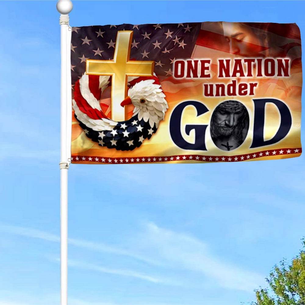 Bayyon US Christian Cross Wreath Grommet Flag The Nation God Blesses ...