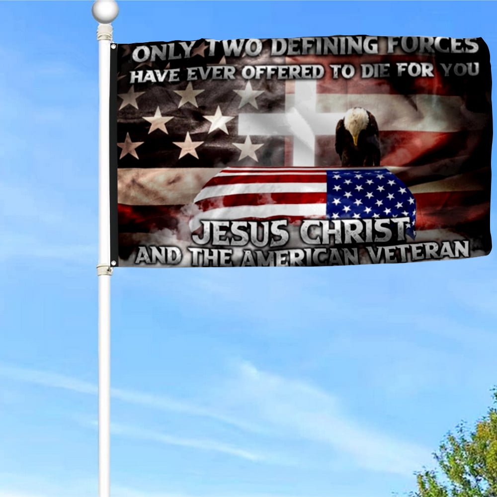Bayyon Veteran Grommet Flag Jesus Christ And The American Veteran Flag ...