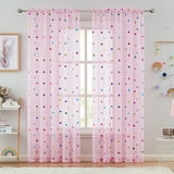 Bazaahm Sheer Curtain Panels Pink with Colorful Metallic Polka Dots for ...