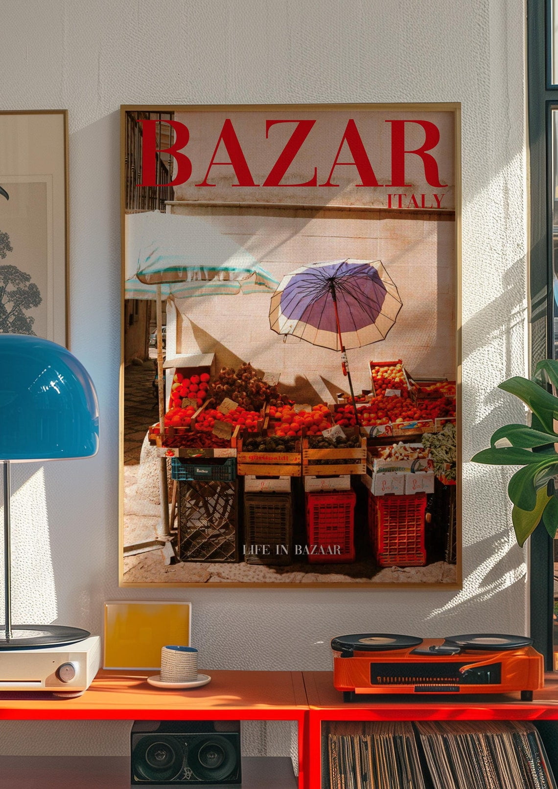 Bazar Italy Red Market Kitchen Poster, Unframed Paper Poster 24x36in ...