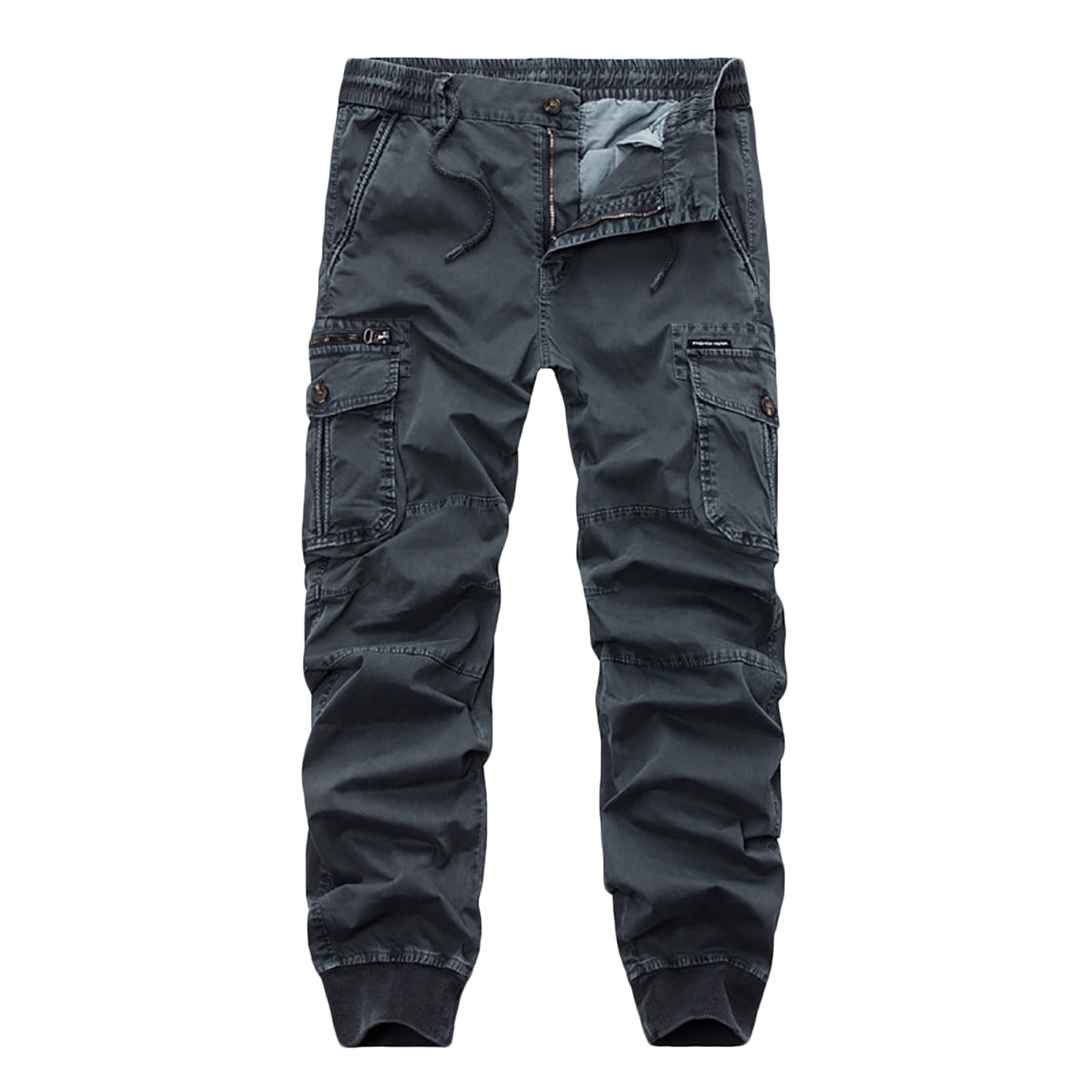 Bazeneo Cargo Trousers for Men Zip Pocket Cuffed Jogging Bottoms ...