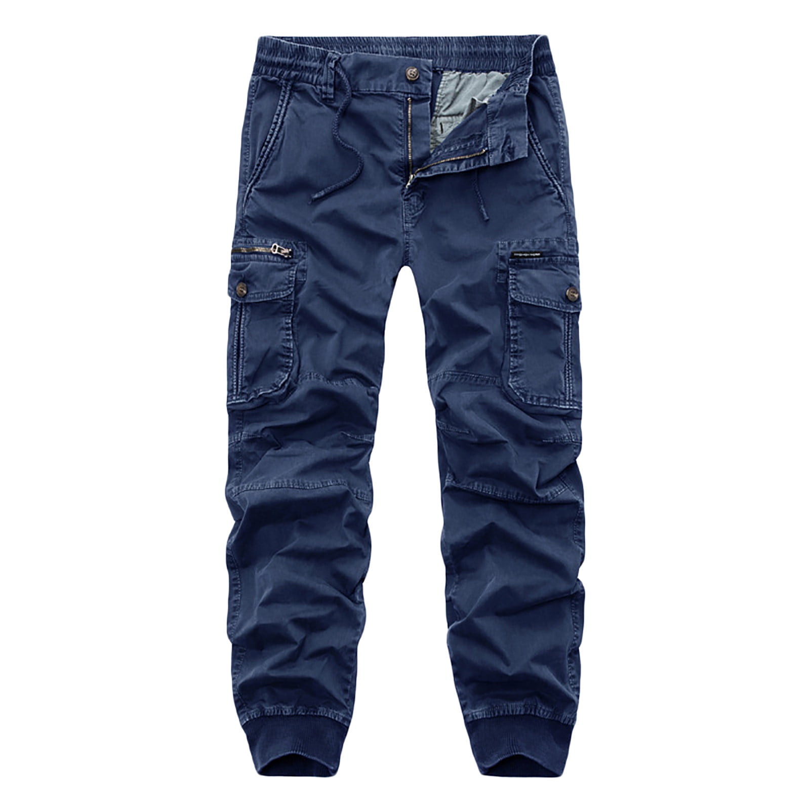 Bazeneo Cargo Trousers for Men Zip Pocket Cuffed Jogging Bottoms ...