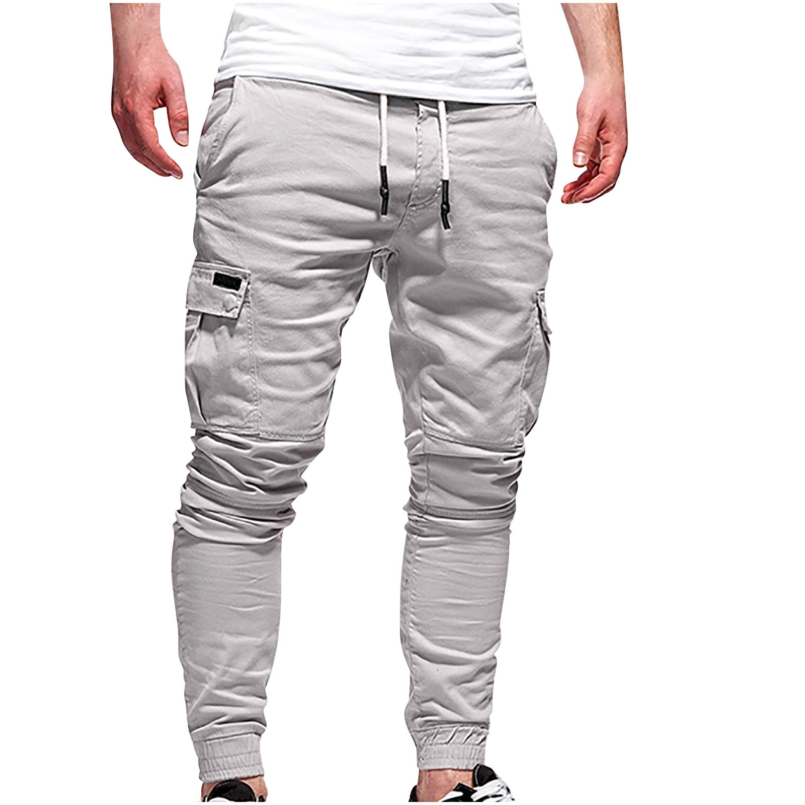 Bazeneo Combat Trousers for Men Elastic Waist Slim Fit Cargo Trouser ...