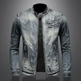 Bazeneo Denim Jacket Mens with Zip Pockets Smart Casual Biker Jacket ...