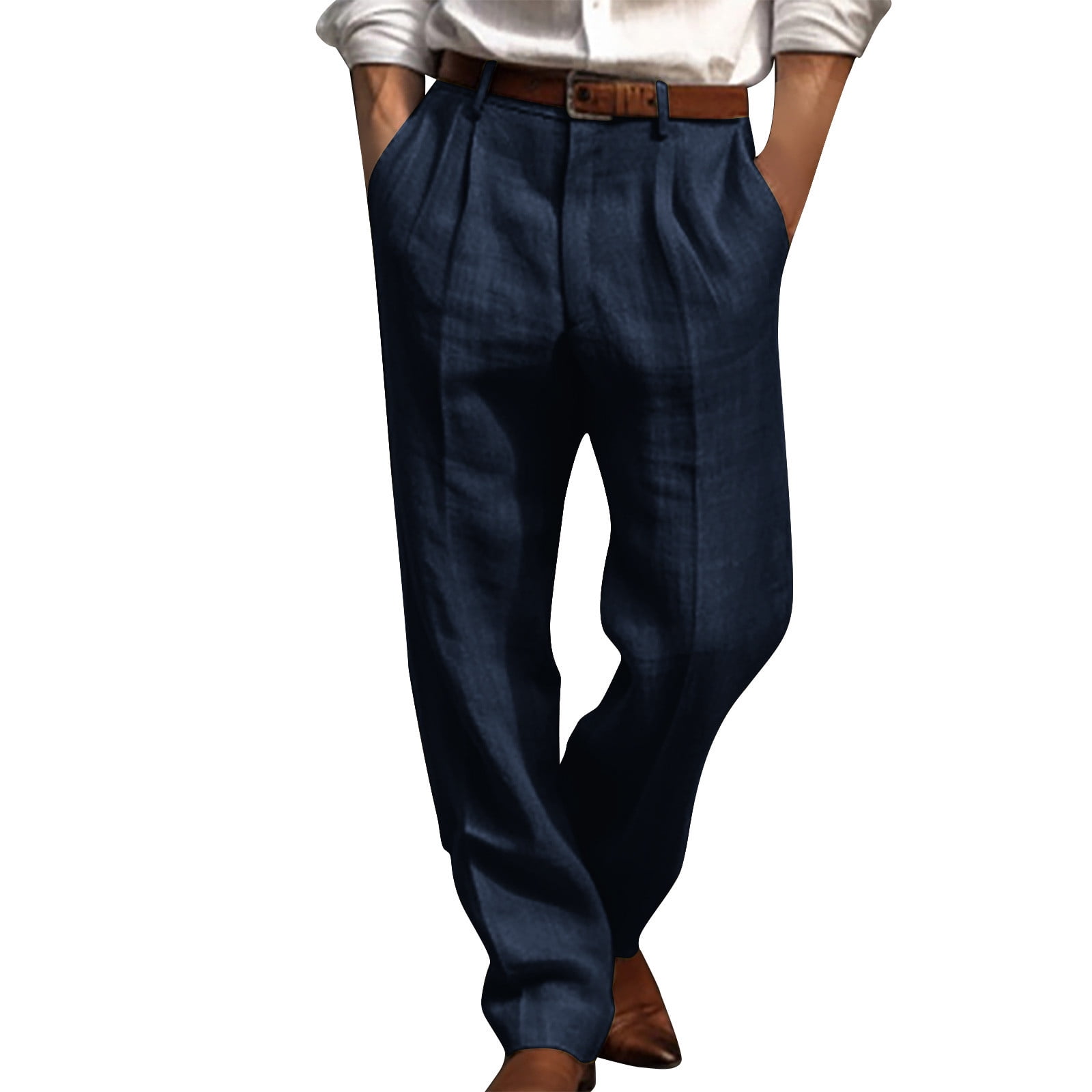 Bazeneo Linen Trousers Mens Summer Business Casual Pants Lightweight ...