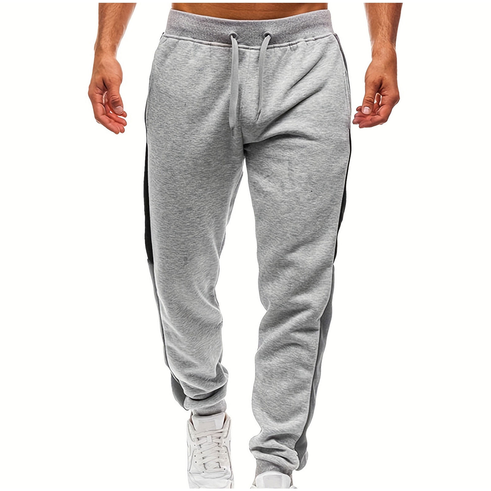 Bazeneo Men Trousers Elasticated Waist Gym Trouser Colour Block Baggy ...