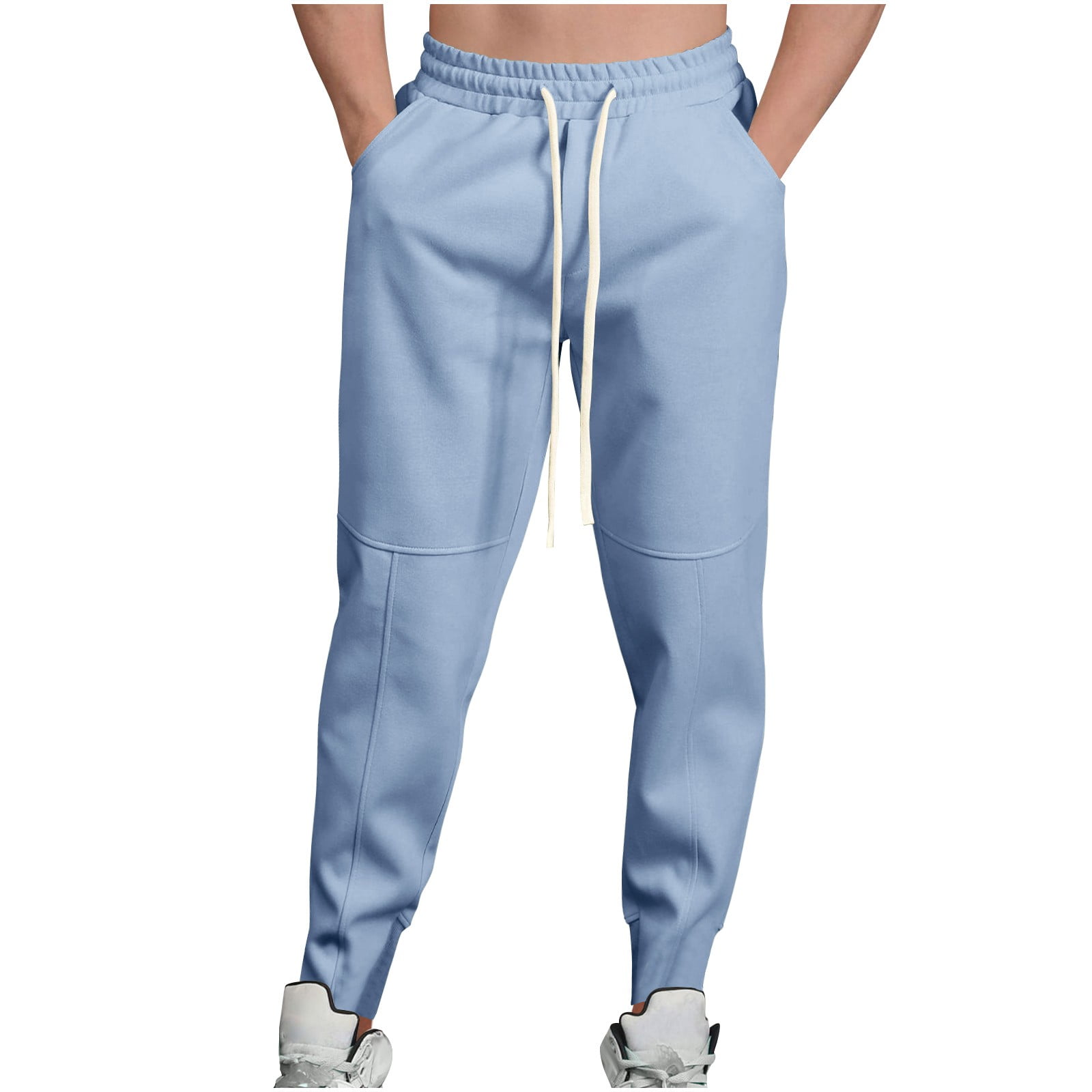 Bazeneo Men's Sports Trousers Elastic Waist Cotton Gym Trouser Plain ...